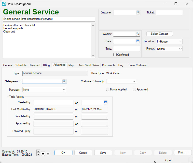 Creating Task Types and Defaults